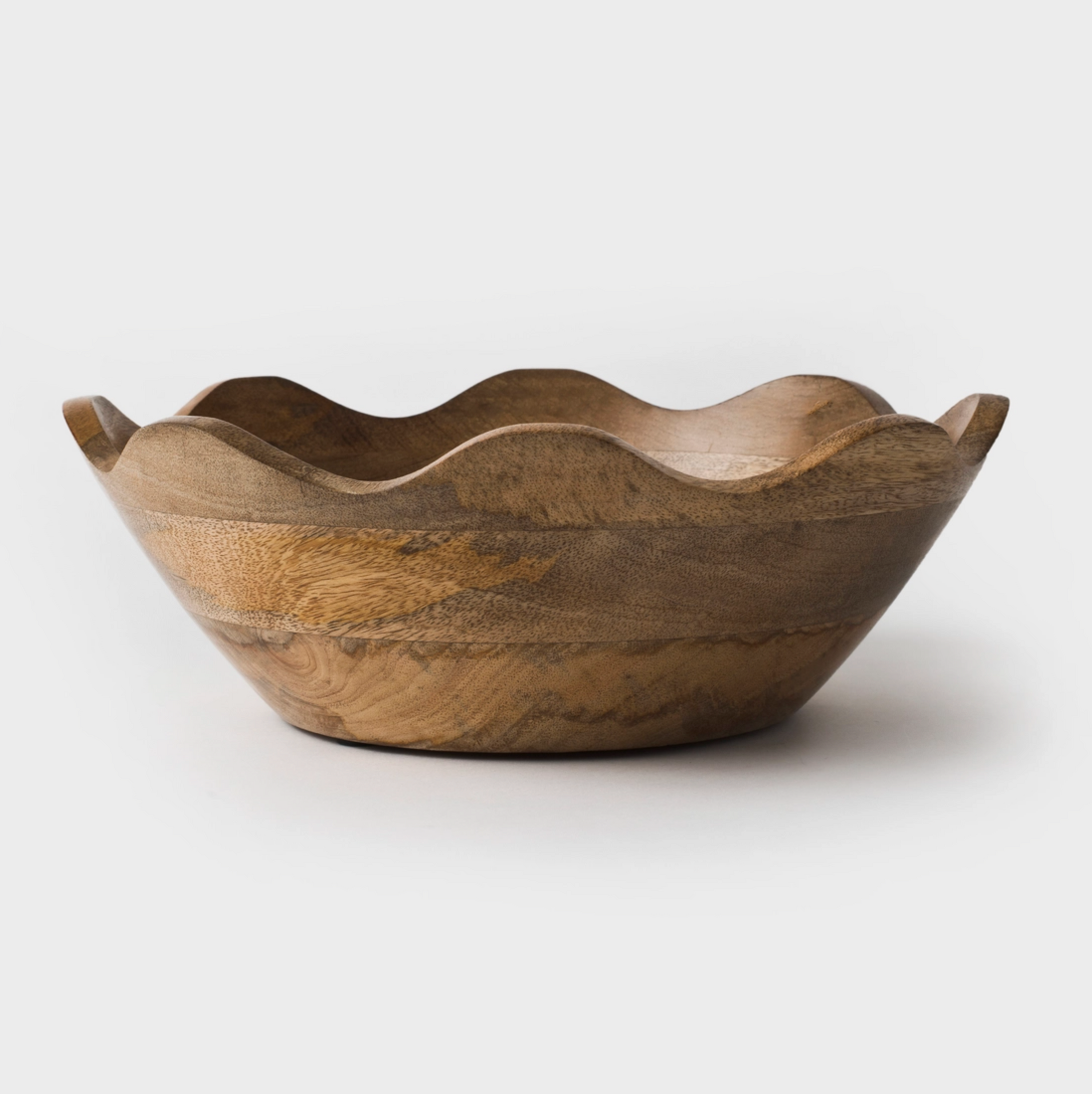 Scalloped Wooden Serving Bowl – Well Living Farms